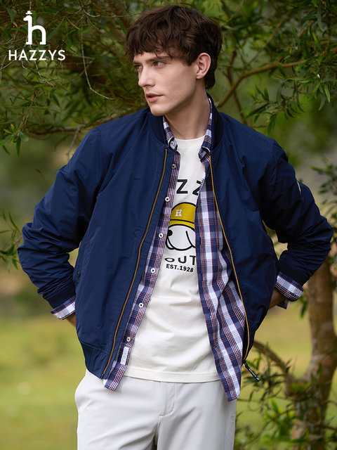 Hazzys official men's jacket authentic spring new men's casual stand ...