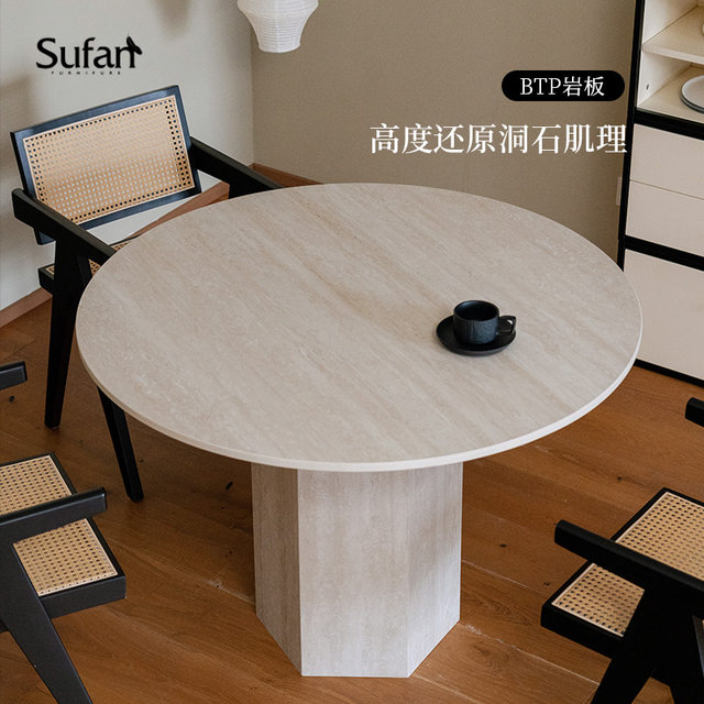 Shufan's new rock white table/travertine stone round dining table ...