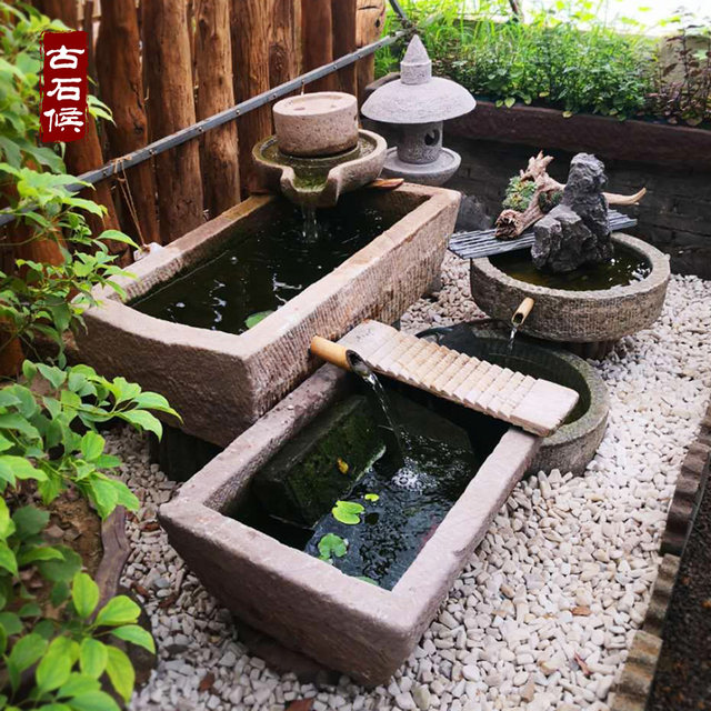 Old stone trough fish tank courtyard outdoor running water ornaments ...