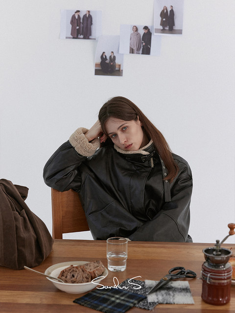 Sonders Loose Loose Lamb retro texture leather jacket