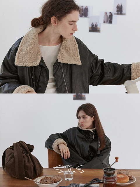 Sonders Loose Loose Lamb retro texture leather jacket