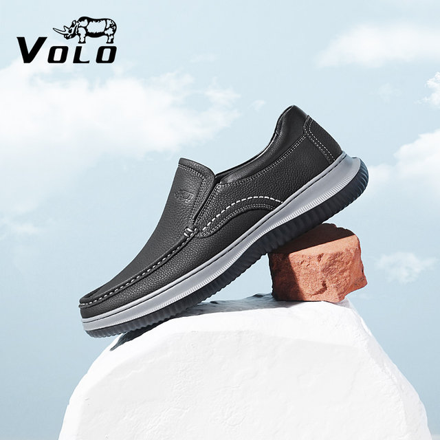 VOLO Rhino Men's Casual Leather Shoes Men's First Layer Cowhide Soft ...