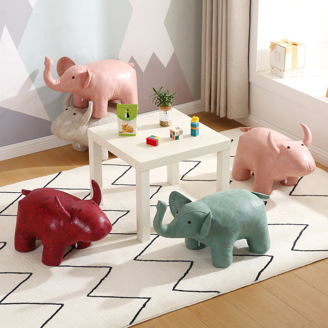 Creative soft package toddler stool cute animal bench elephant shoe ...