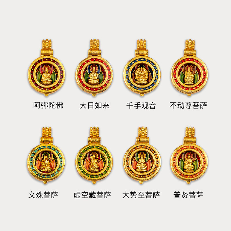 Eight Guardian Gods Gawu Box Pendant - Ancient Gold Version