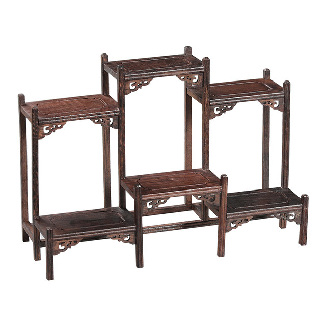 Chicken wing wood Bogu rack small solid wood decoration tea set tea ...