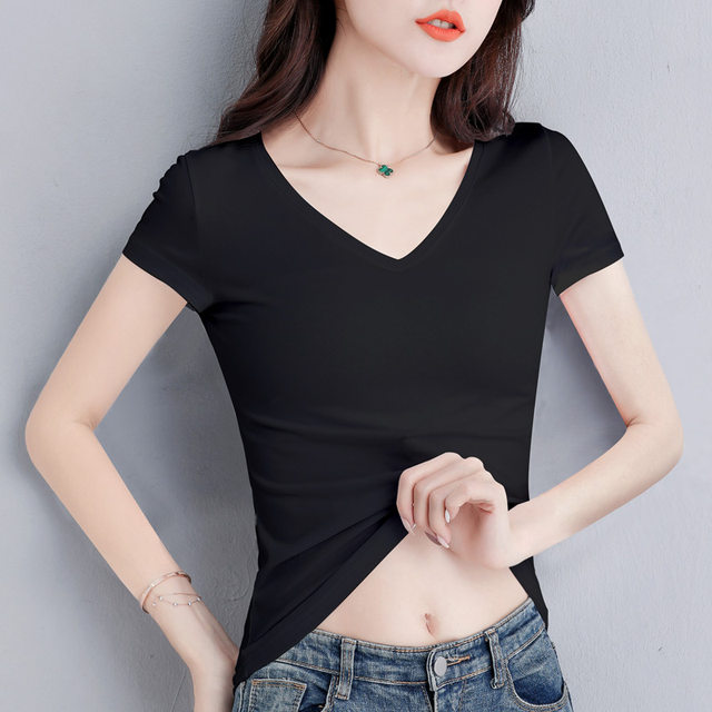 2024 new style t-shirt for women summer short-sleeved slim cotton T ...