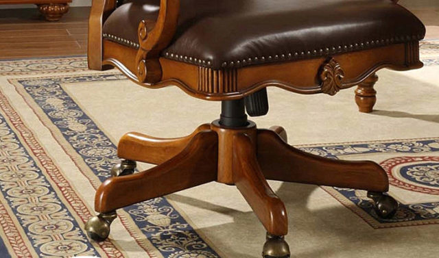 American solid wood computer chair, leather boss chair, lift swivel ...