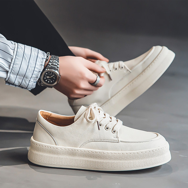 2025 new thick-soled height-enhancing white shoes for men's trendy and ...