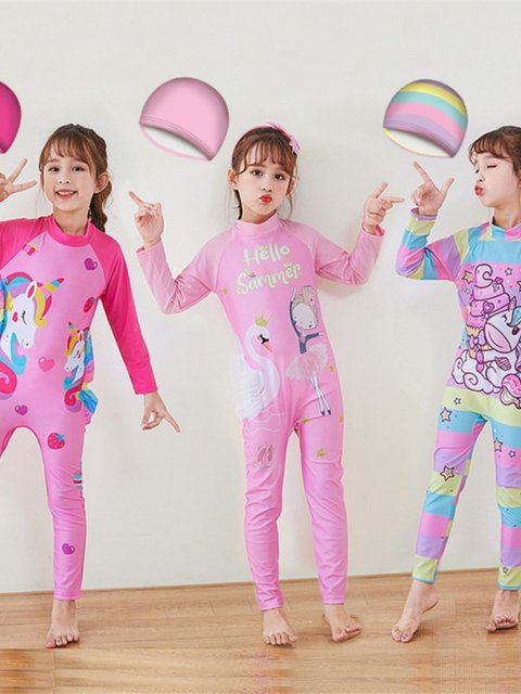 Children's conjoined swimsuit boys and girls long -sleeved summer ...