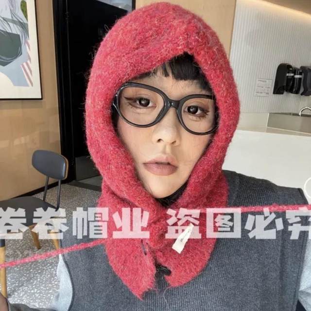 Barakra Fa hat girl in winter, face -to -ear, neck knitted wool hat ...