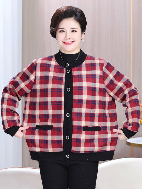 Middle -aged and elderly spring and autumn plus velvet jacket Large ...