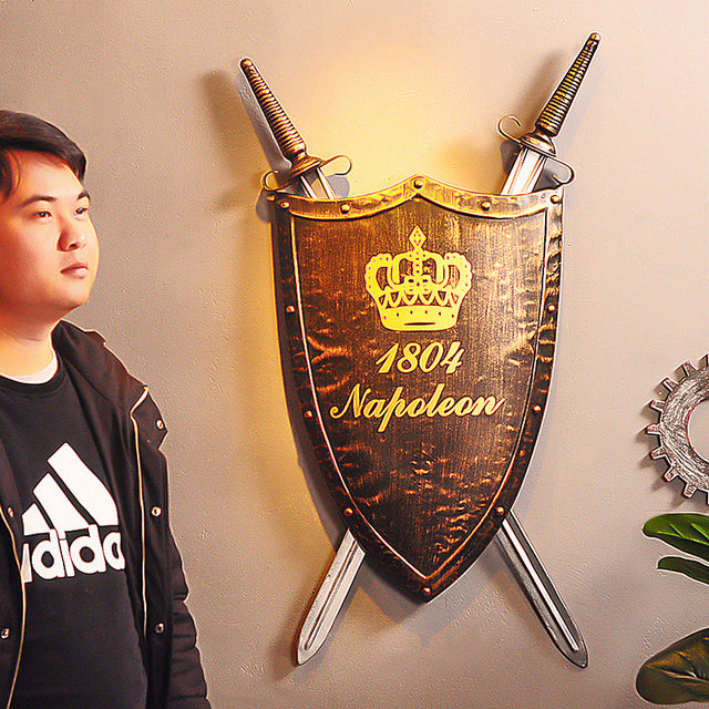 American retro style decorative iron shield wall hanging sword ...