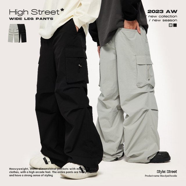 Double pleated design high street wide leg pants 2024 spring and summer ...