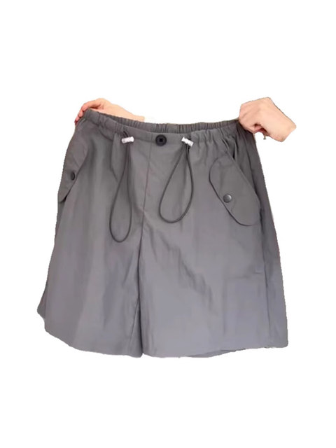 Summer thin large size gray quick-drying work shorts for women casual ...