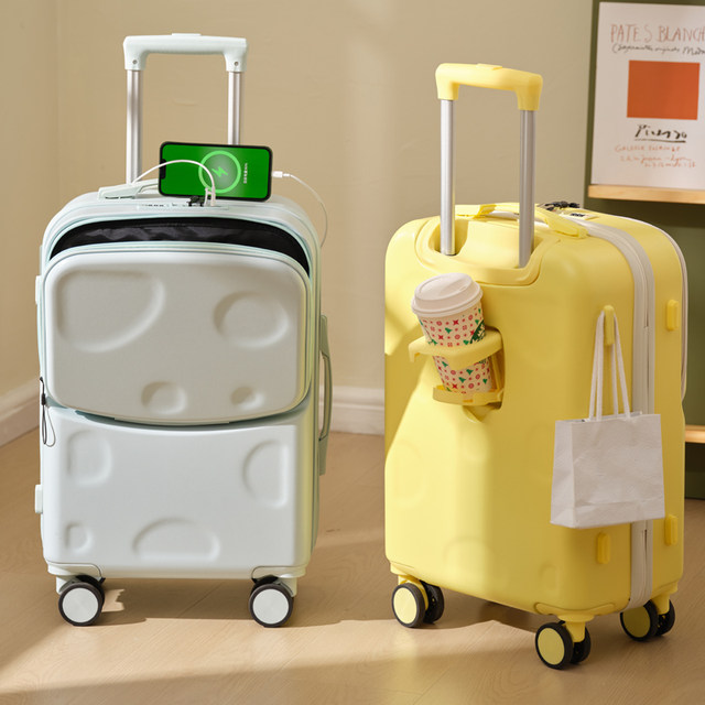 Cute cheese front opening suitcase women's small 18-inch boarding case ...