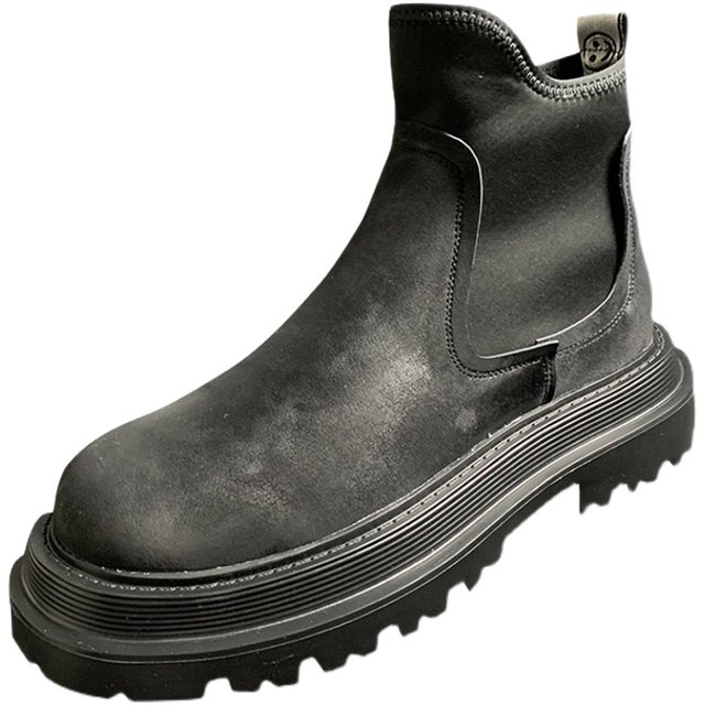 Men's shoes autumn style plus velvet trendy men's Martin boots mid-top ...