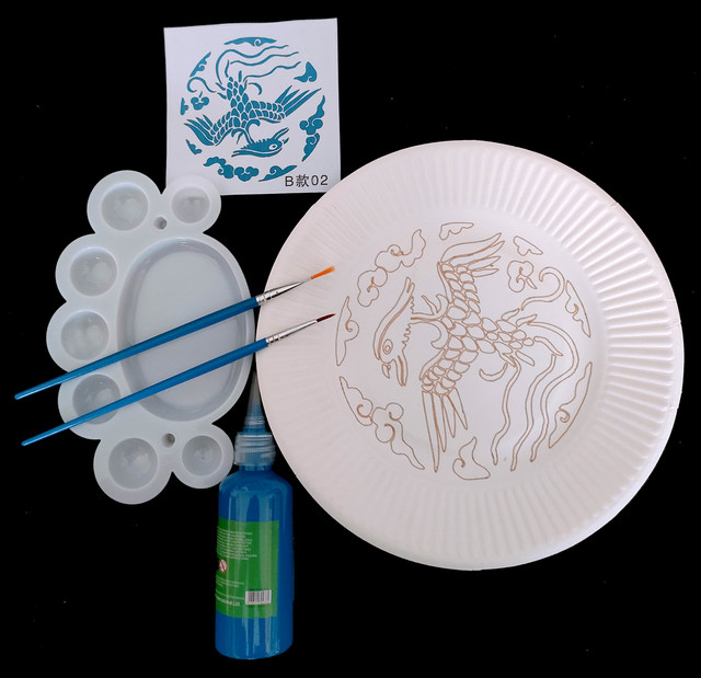 diy paper textured plate blue and white porcelain plate children's ...