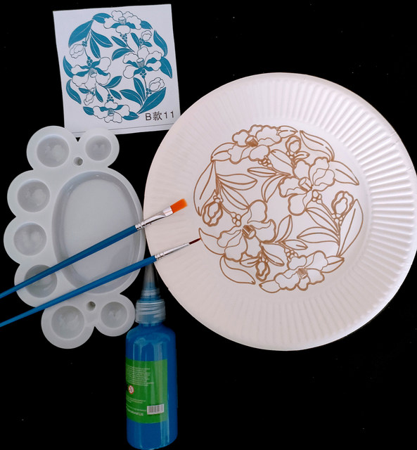 diy paper textured plate blue and white porcelain plate children's ...