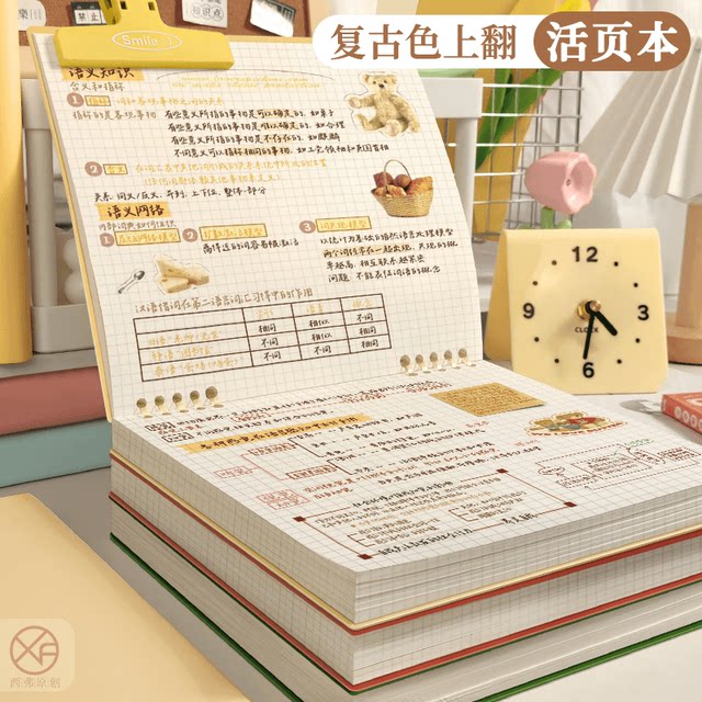 2024 new high-looking loose-leaf notebook notebook, retro checkered ...