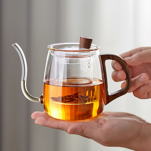 Glass teapot high temperature resistant thickened tea water separation ...