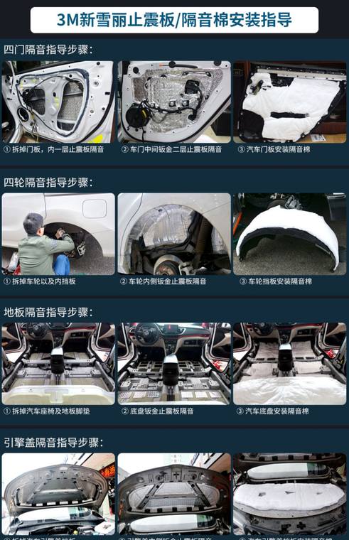 3M car sound-proof cotton butyl rubber four-wheel hood door sound ...