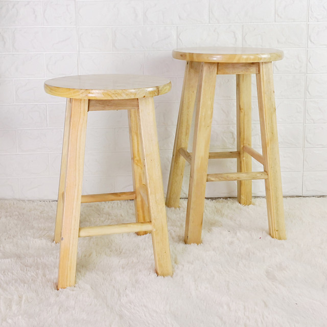 Solid wood round stool high wood stool bench ladder stool chair dining stool household simple ...