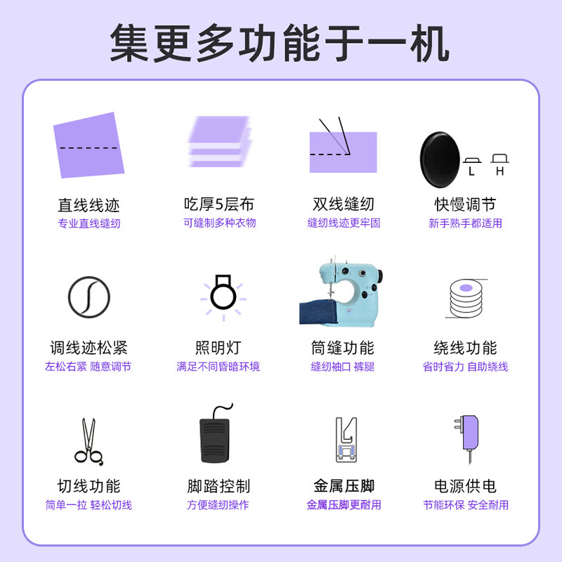 Jiayi 301 Mini Household Sewing Machine - Electric & Multifunctional