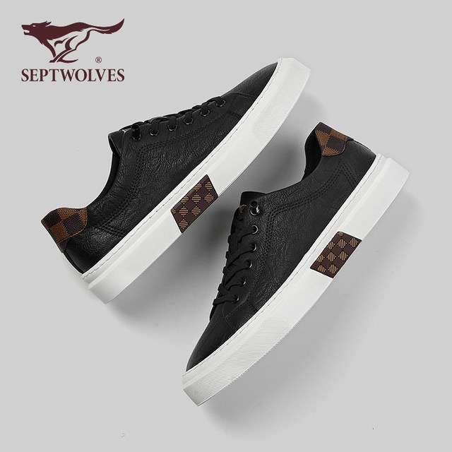 Septwolves men's shoes winter new black all-match trendy shoes thick ...