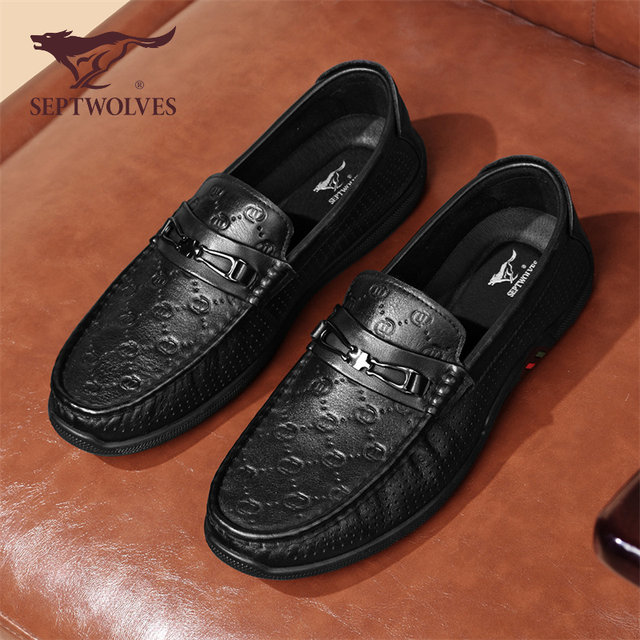 Septwolves Men's Loaf Leather Shoes Winter New Business Casual Men's ...