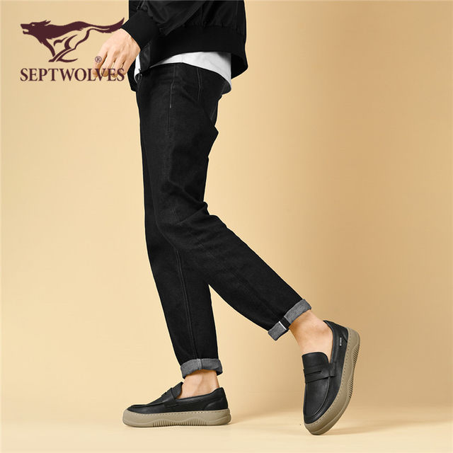 Septwolves Shoes Men's Loafers Men's Genuine Leather Shoes One-Piece ...