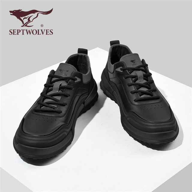 Septwolves men's shoes black sports casual shoes fashionable men's ...