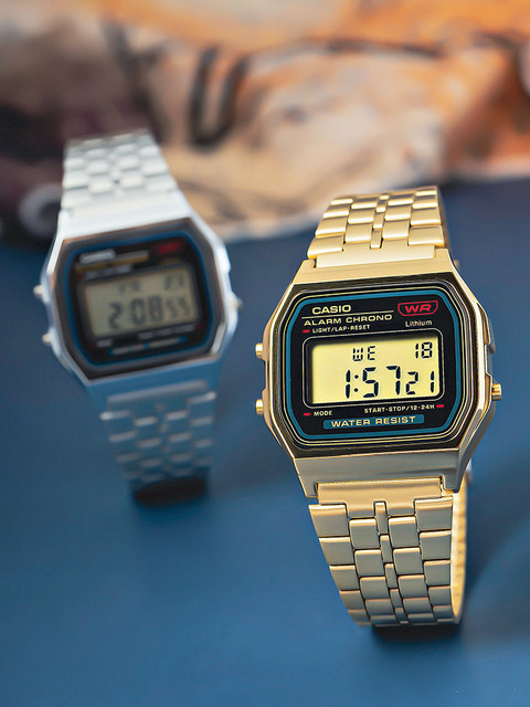 CASIO Japan Casio simple casual retro metal small gold watch square ...