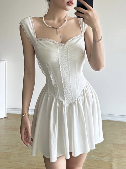 Amyway pure and retro small white lace lace chest-shaped suspender ...