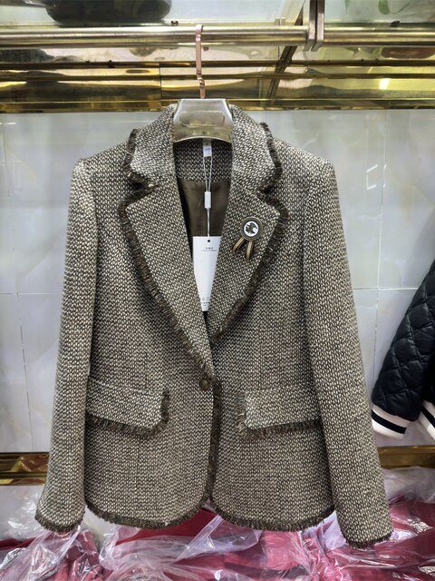 Authentic 2024 spring fashion trendy suit collar woven burlap-shaped ...