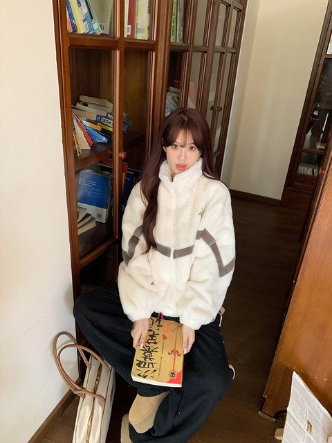 Where is the orange tree retro lazy style furry zipper jacket for women ...