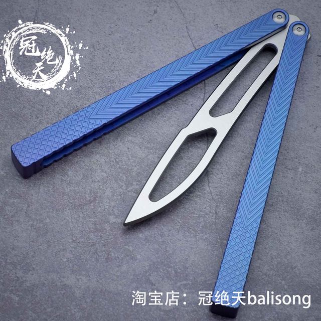 THEONE Yaxian butterfly knife with one-piece titanium handle serif ...