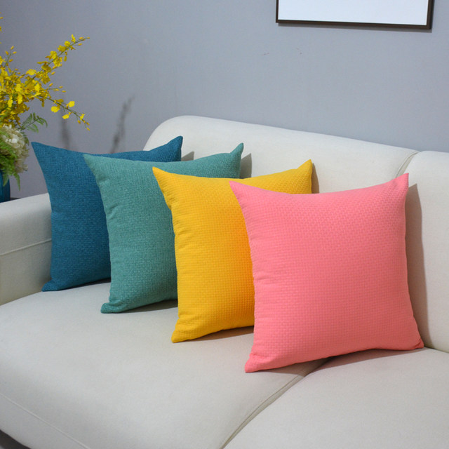 Simple linen solid color pillow cushion Modern living room sofa large ...