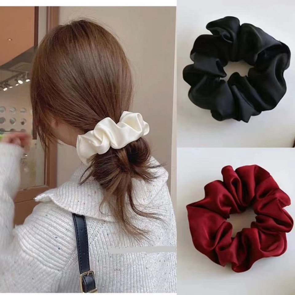 Korean wild solid color large intestine ring head rope rubber band ...