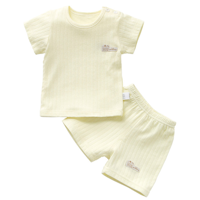 Baby short-sleeved suit pure cotton summer thin section clothes boy ...