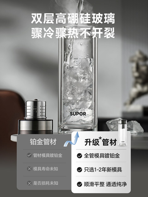 Supor glass cup men's high-end magnetic brewing tea cup tea water ...
