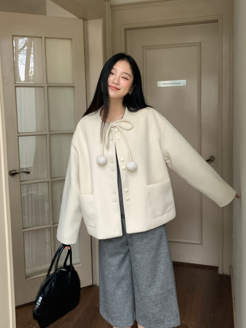 Lili Edit/Bow Double buckle Design A sense of Top Shadow Female Winter ...