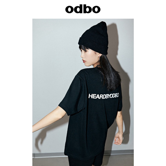 odbo Opel Unisex Commuting Round Neck Top 2024 Summer Couple Simple ...