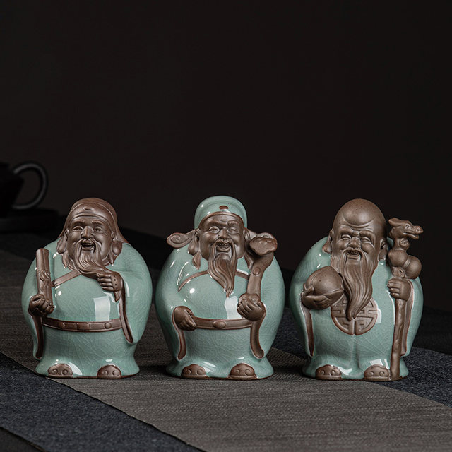 Creative Ge Kiln Fu Lu Shou Samsung ornaments God of Wealth Feng Shui ...