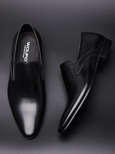 WOUFO spring men's business pointy leather shoes for men British ...