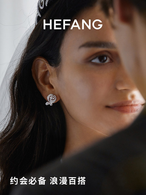 HEFANG Jewelry Elegant Rose Earrings Ear Patch Light Luxury High-end ...