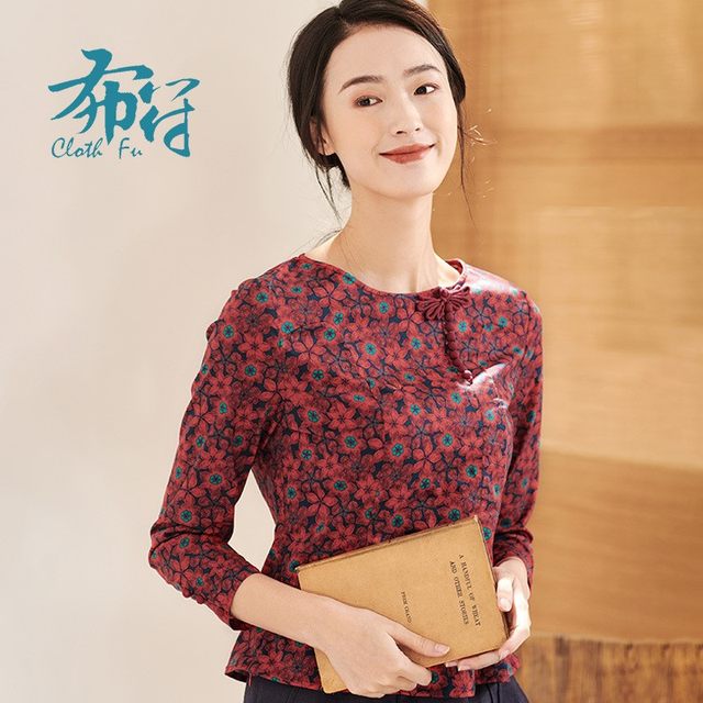 Bufu 2024 New Slim T-shirt Retro Long Sleeve Top Fashionable Western Style Chinese Temperament ...