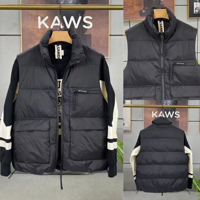 New winter down cotton vest men's workwear stand-up collar cotton waistcoat casual warm slim ...