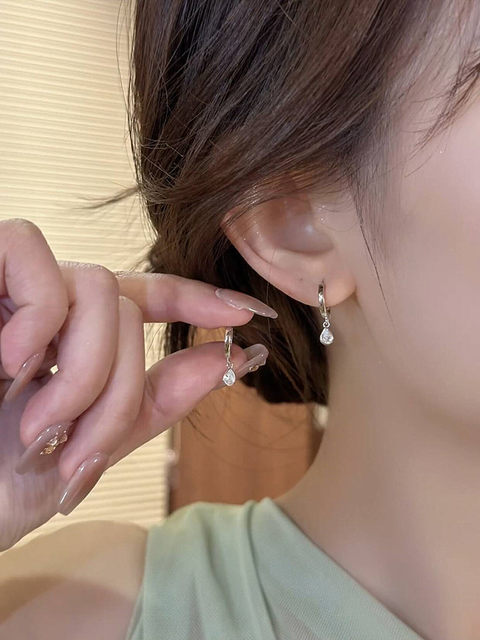 s925 silver needle earrings exquisite small water drop ear buttons for ...
