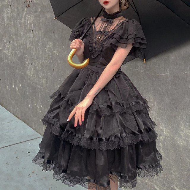 Original castle night Lolita dark gothic girl dress flower wedding ...