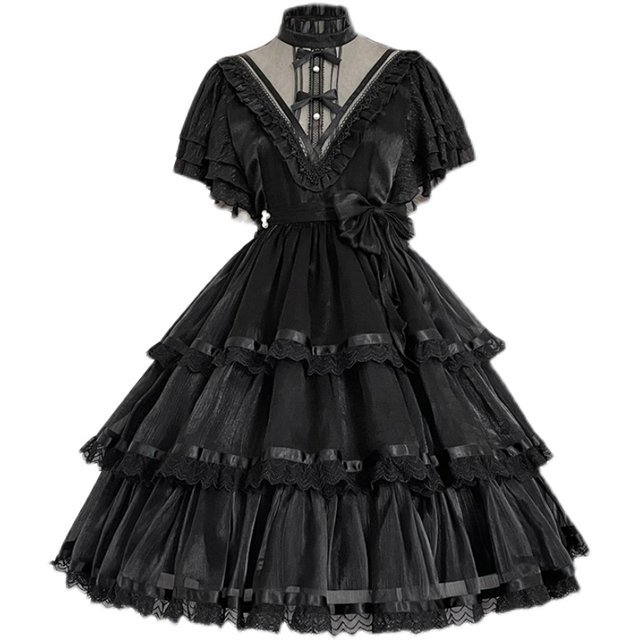 Original castle night Lolita dark gothic girl dress flower wedding ...